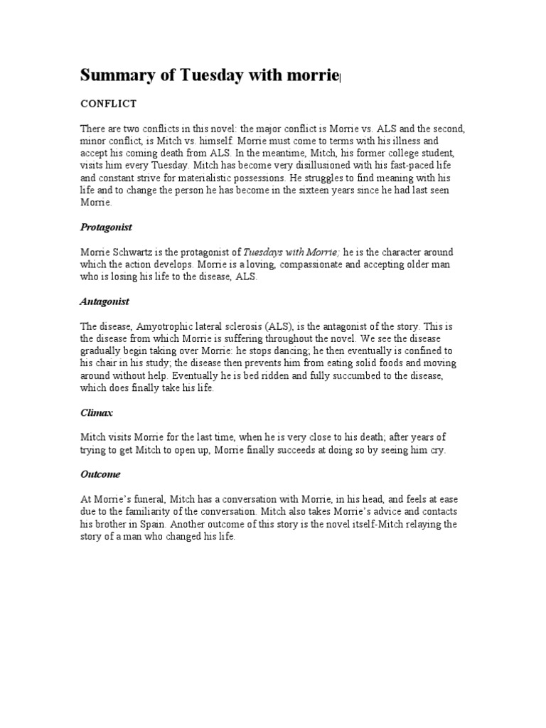 Summary of Tuesday With Morrie | PDF | Amyotrophic Lateral Sclerosis
