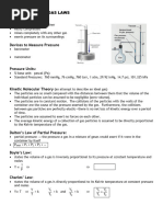 Gas Laws Formula Sheet | PDF | Gases | Mole (Unit)