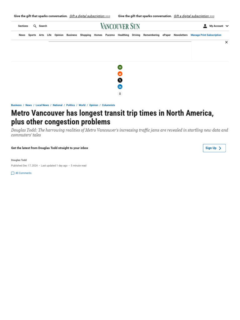 Metro Vancouver's Longest Transit Times | PDF | Vancouver | British ...