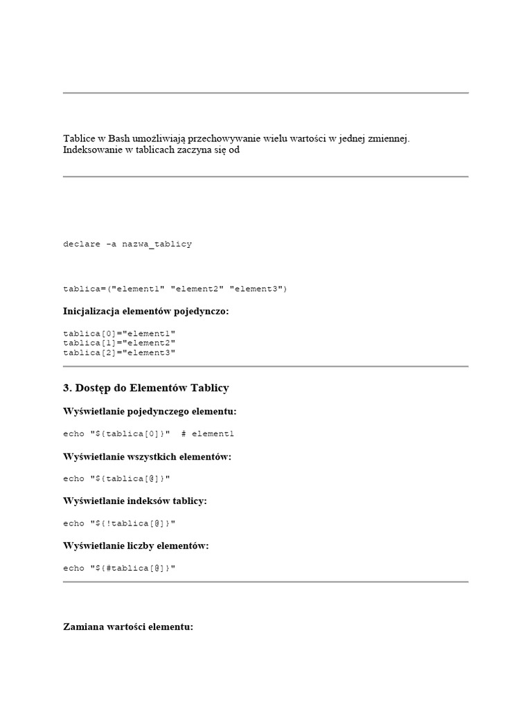 Tablice Bash | PDF