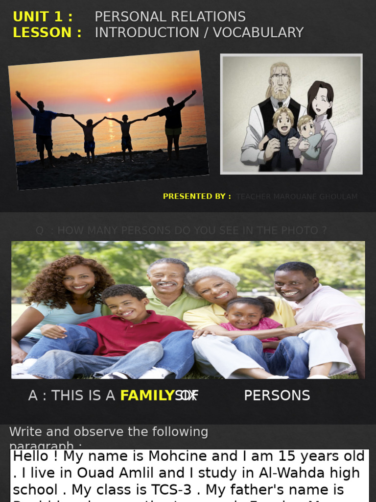 CC - Unit 1 Intro Vocab | PDF | Family
