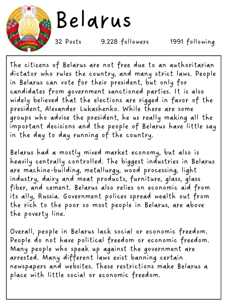 Country Profile Template | PDF | Belarus | Russia
