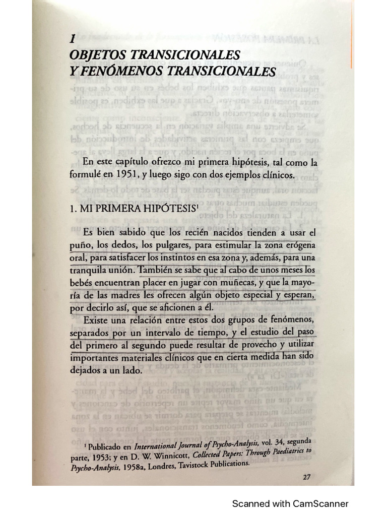 Winnicott-Objetos y fenomenos transicionales | PDF