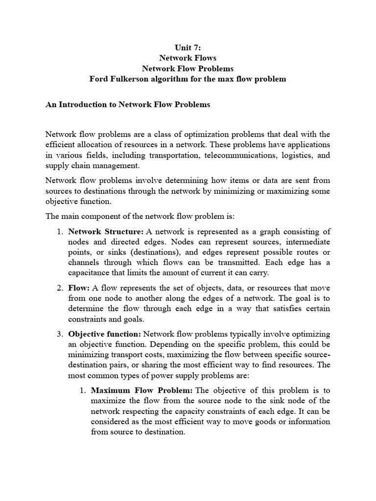 Ada Unit 7 Ford Fulkerson Algorithm For Network Flows Pdf Mathematical Optimization 5607