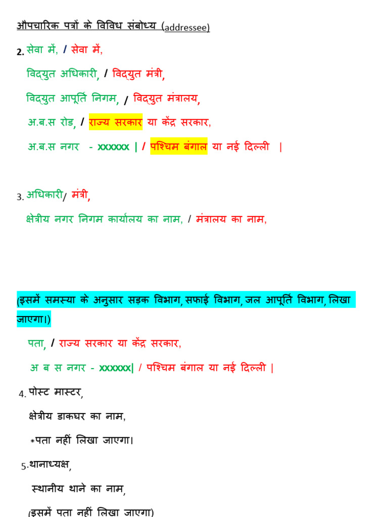 letter format (पत्र लेखन) | PDF