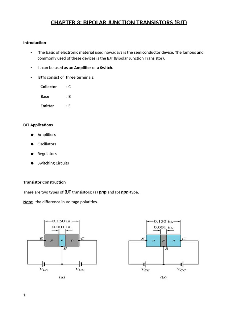 CH3 - Bipolar Junction Transistors Notes | PDF | Bipolar Junction ...