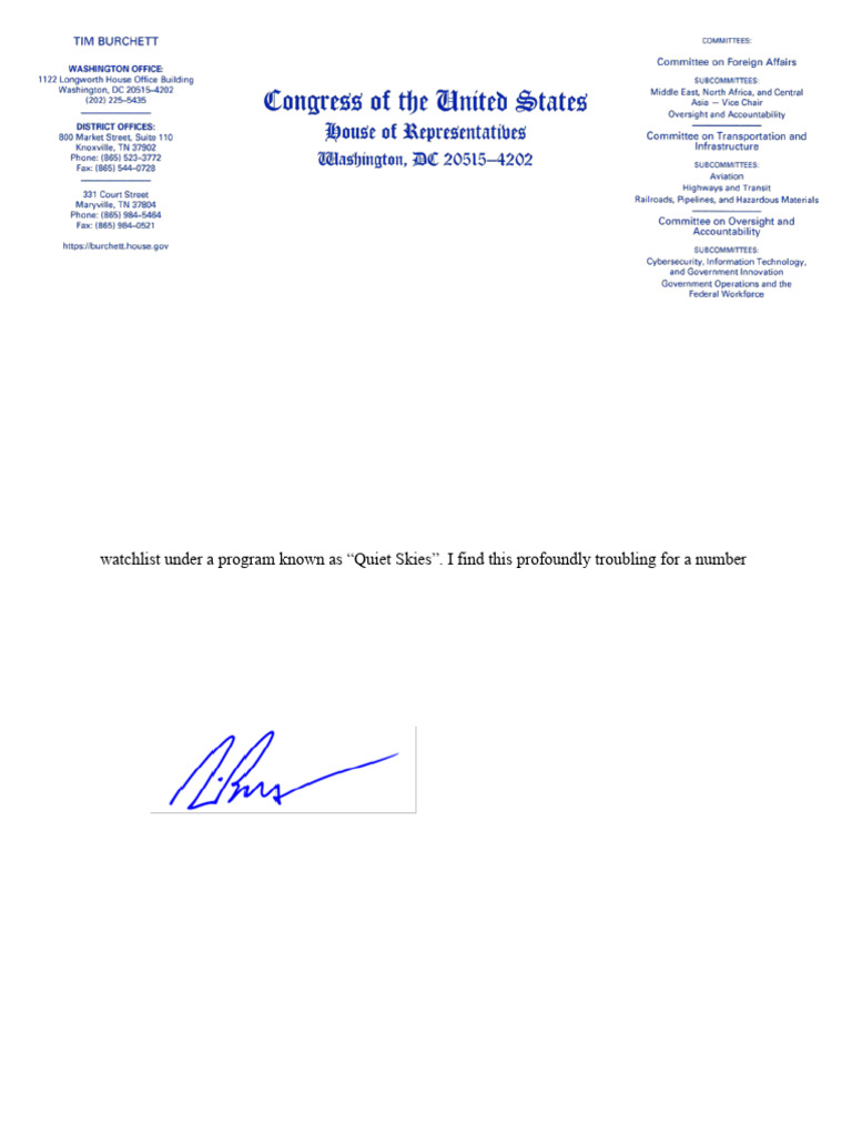 Letter To TSA Admin - Tulsi Gabbard | PDF