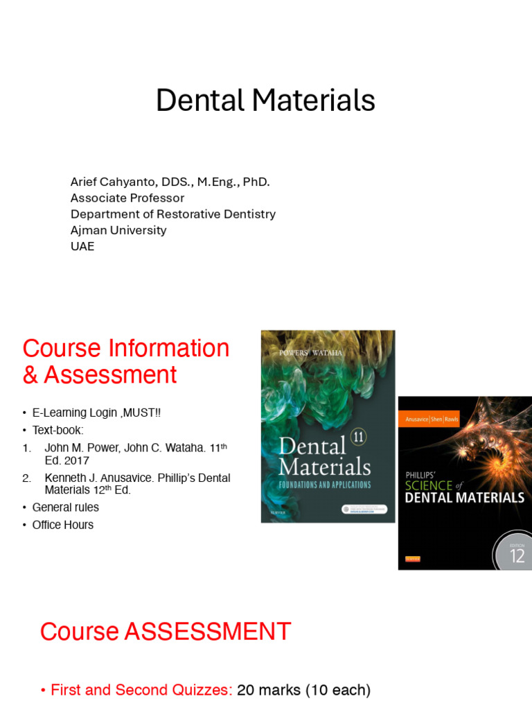 Introduction To Dental Materials | PDF | Human Tooth | Dental Implant
