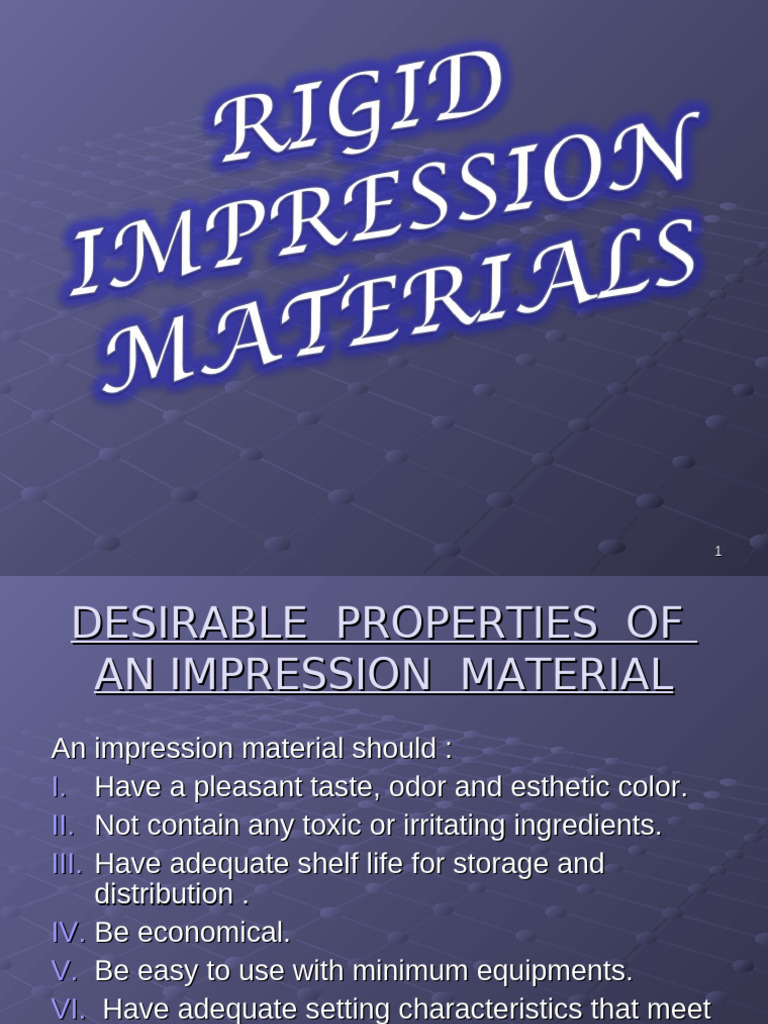 3.rigid Impression Materials | PDF | Plaster | Thermal Expansion
