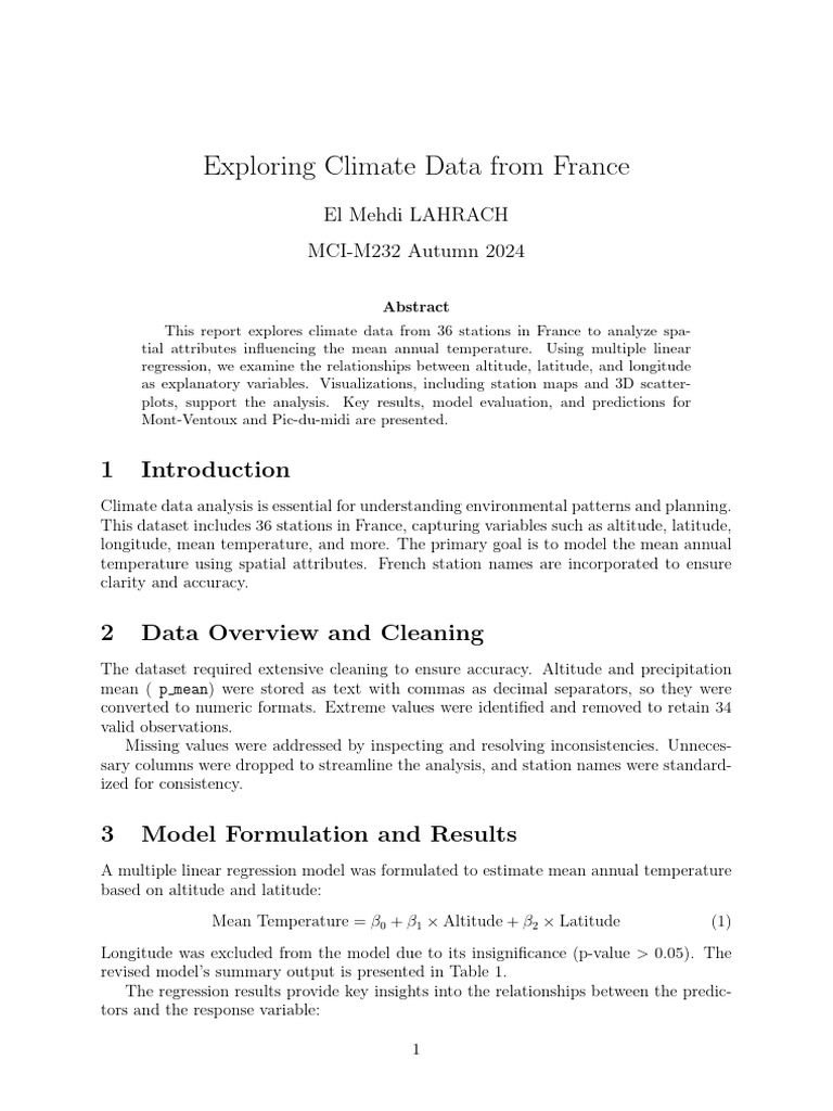 Climate | PDF | Linear Regression | Dependent And Independent Variables