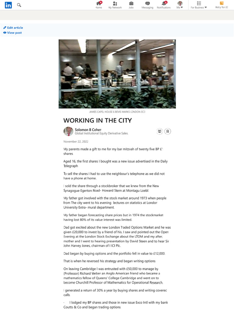 Working in The City | PDF