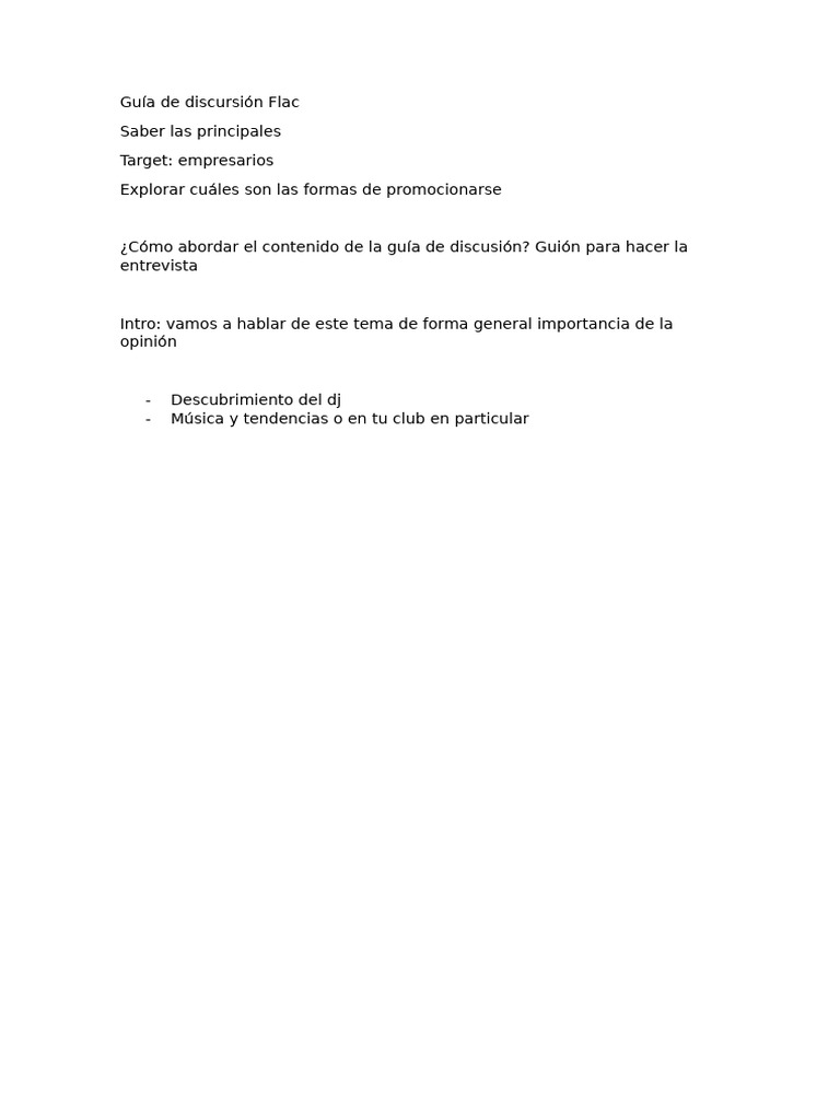 Guía de Discusión para Empresarios DJ | PDF