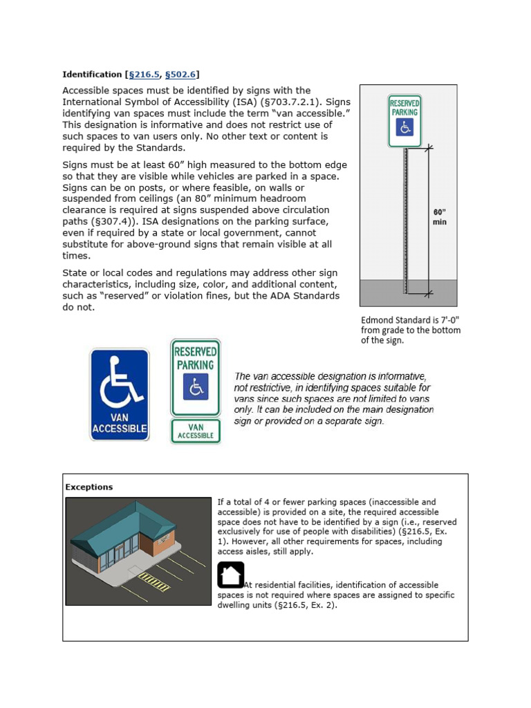 2010 Ada Standards - Parking | PDF | Aisle | Parking