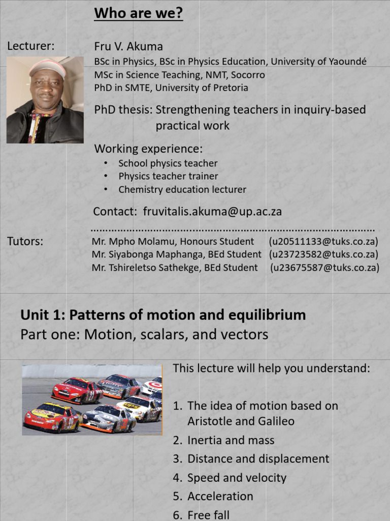 Unit 1 Patterns of motion and equilibrium_W1 (1) | PDF | Acceleration ...
