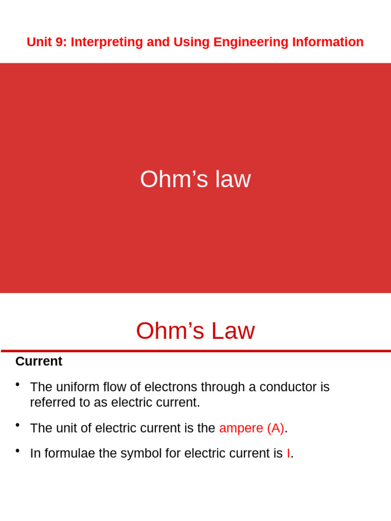 Unit 9 Ohms Law | PDF | Electrical Resistance And Conductance | Volt