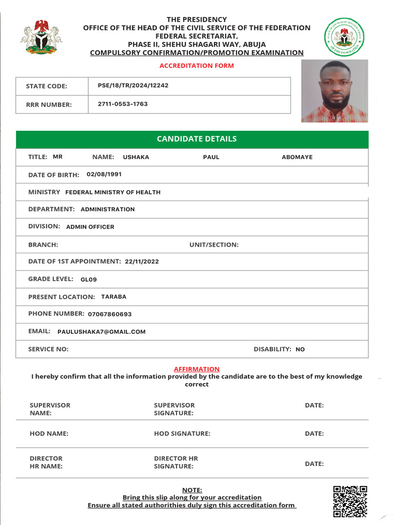 Paul Accreditation Form | PDF