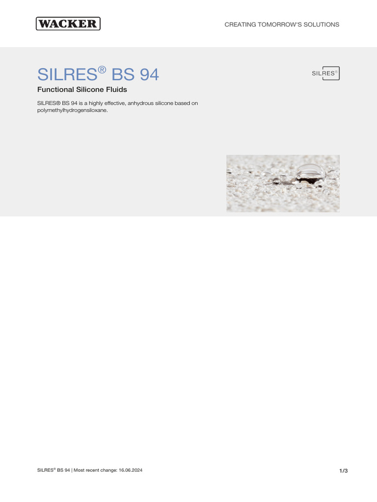 SILRES BS 94 en 2024.06.16 | PDF | Water | Plaster