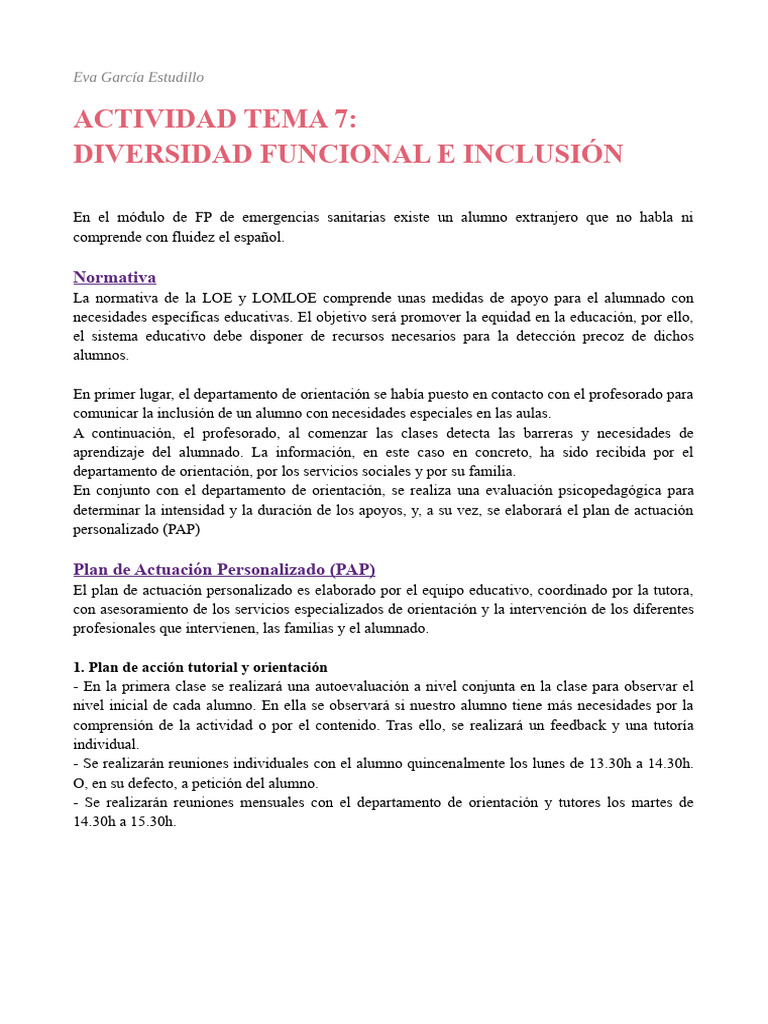 Practica Ud7 | PDF | Evaluación | Inclusión (Educación)