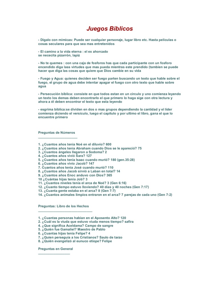 Juegos Bíblicos para Jóvenes Adventistas | PDF | Salmos | Profeta