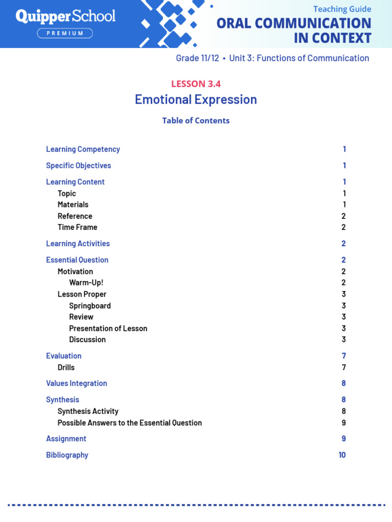 UNIT 3-Lesson 4 - Teaching Guide | PDF | Nonverbal Communication | Anger