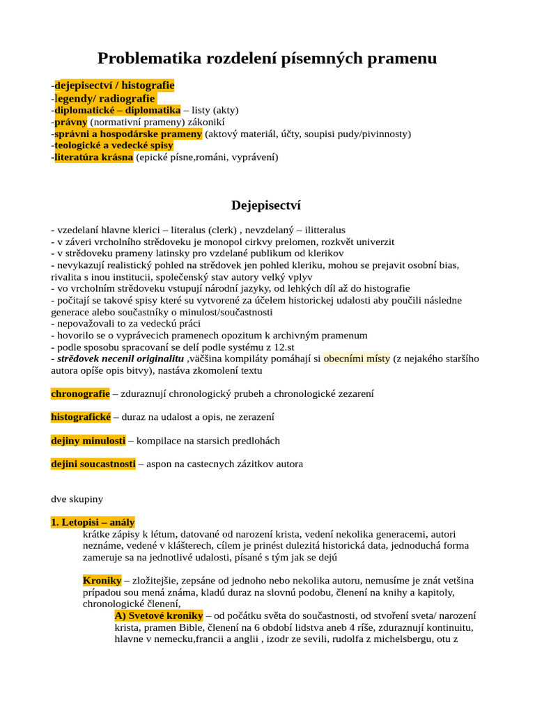 01 Problematika Rozdelení Pramenu | PDF