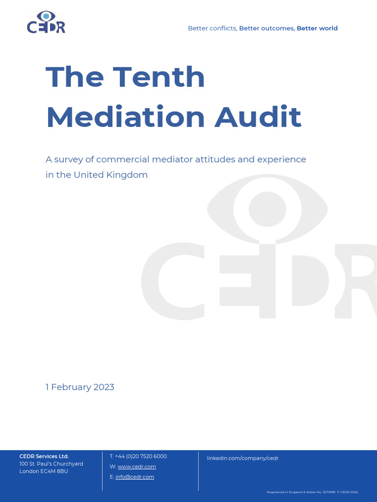 Tenth CEDR Mediation Audit 2023 | PDF | Mediation | Mean