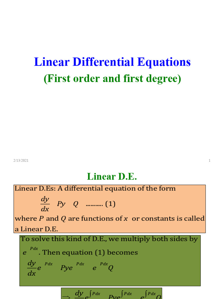 7.linear Differential Equation | PDF | Differential Equations | Algebra