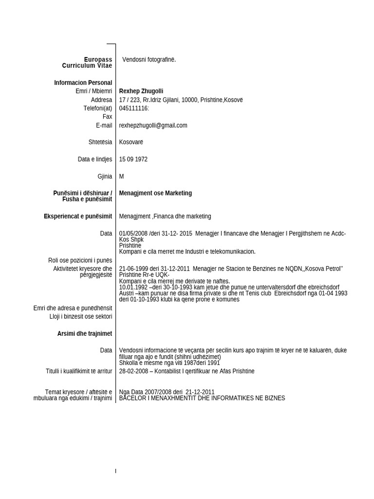 Europass Shqip CV Rexha 3 | PDF