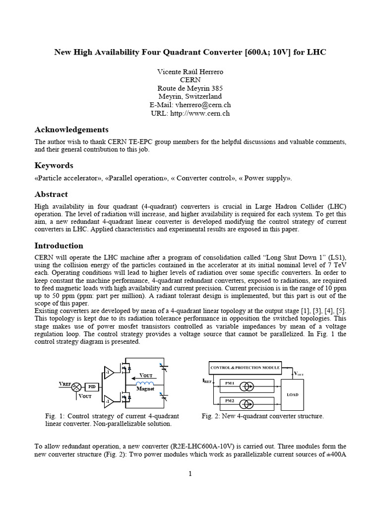New High Availability Four Quadrant Converter 600A 10V for LHC Paper | PDF | Large Hadron ...