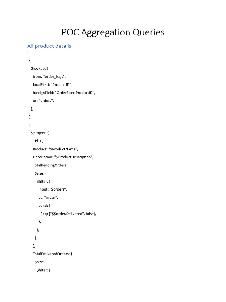 POC Aggregation Queries | PDF | Data Management | Databases