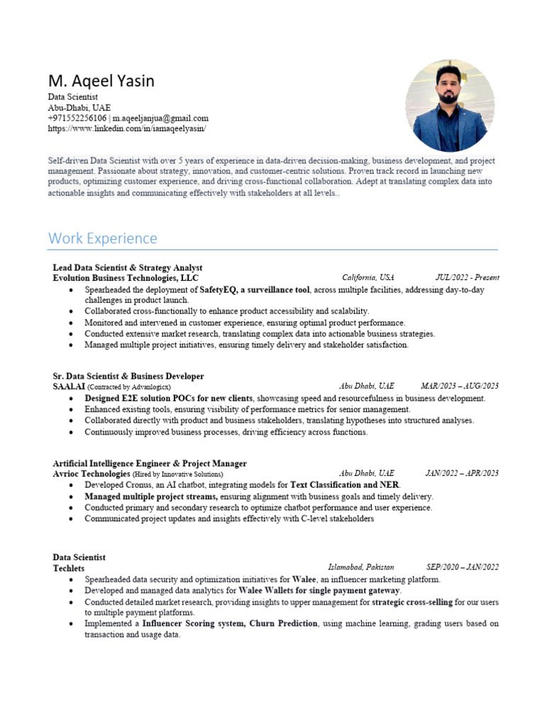 M Aqeel Yasin DataScientist | PDF | Machine Learning | Artificial Intelligence