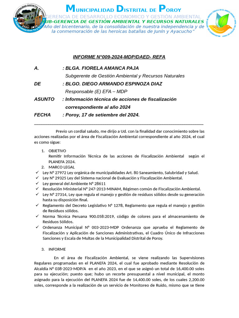 Informe de Fiscalización Ambiental 2024 | PDF