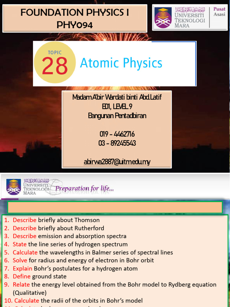 Chapter 28.1 - 28.3 - Madam Abir | PDF | Radiation | Atomic Physics