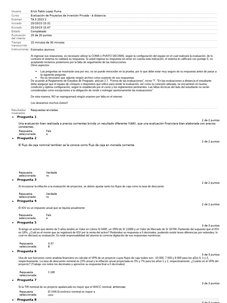 Ta5 Eva 2023-2 | PDF | Inflación | Flujo de efectivo