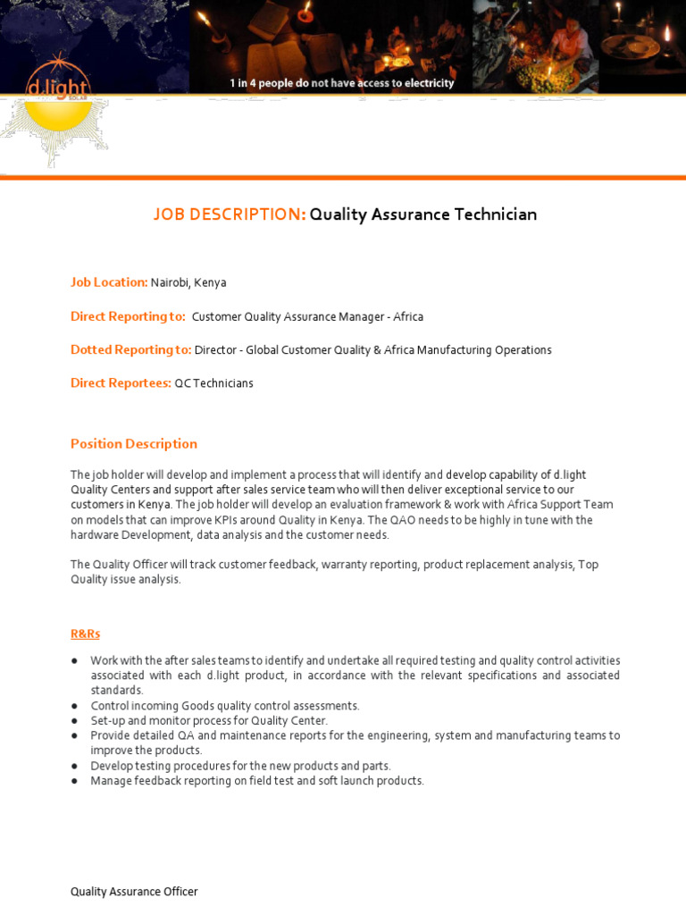 Job Advert - Quality Assurance Technician K | PDF | Quality Assurance ...