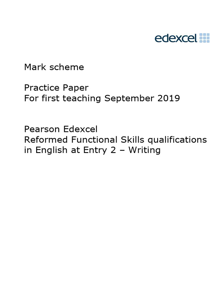 Writing Entry 2 Mark Scheme Practice | PDF | Question | Sentence ...