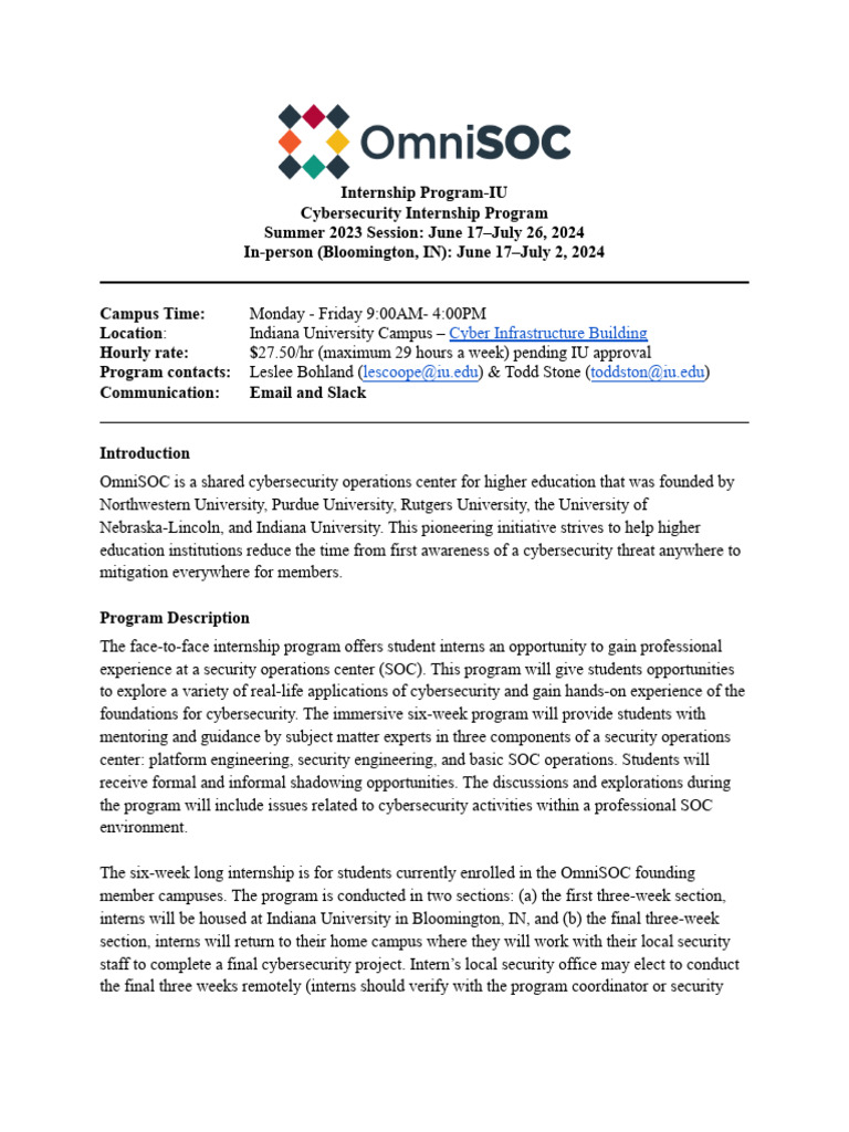 Syllabus - OmniSOC Internship 2024 | PDF | Computer Security | Security