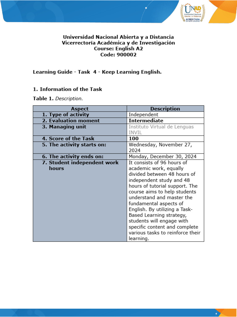 Learning Guide - Task 4 - Keep Learning English | PDF | Citation ...