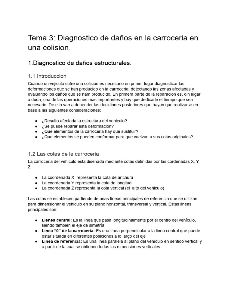 Diagnóstico de Daños en Carrocerías de Vehículos | PDF | Medición ...
