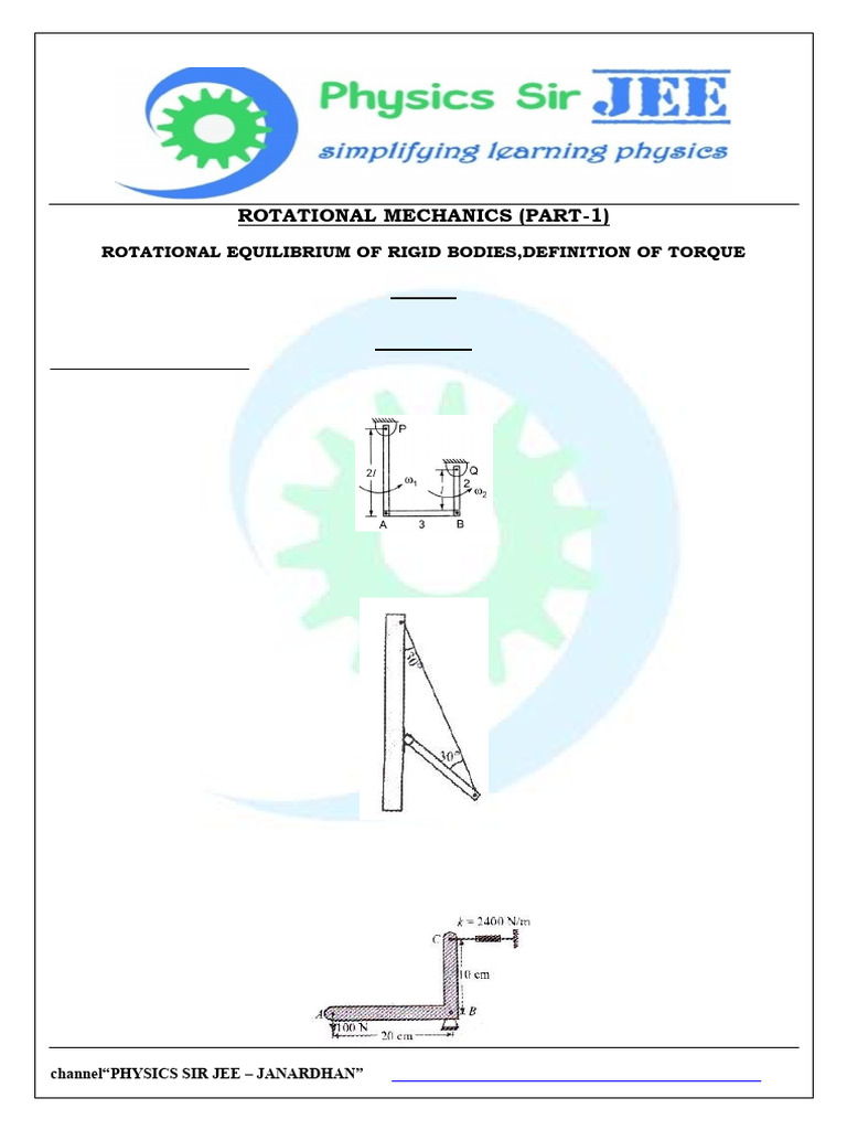 DPP-02 Rotational Mechanics (P 20230703124539 | PDF | Force | Rotation Around A Fixed Axis