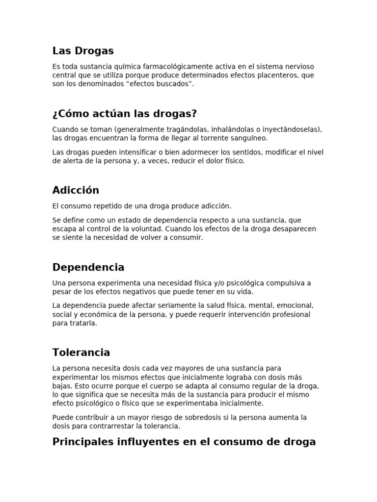 Las Drogas | PDF | Drogas | La dependencia de sustancias