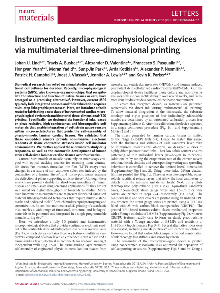 Instrumented Cardiac Microphysiological Devices | PDF | Stress ...