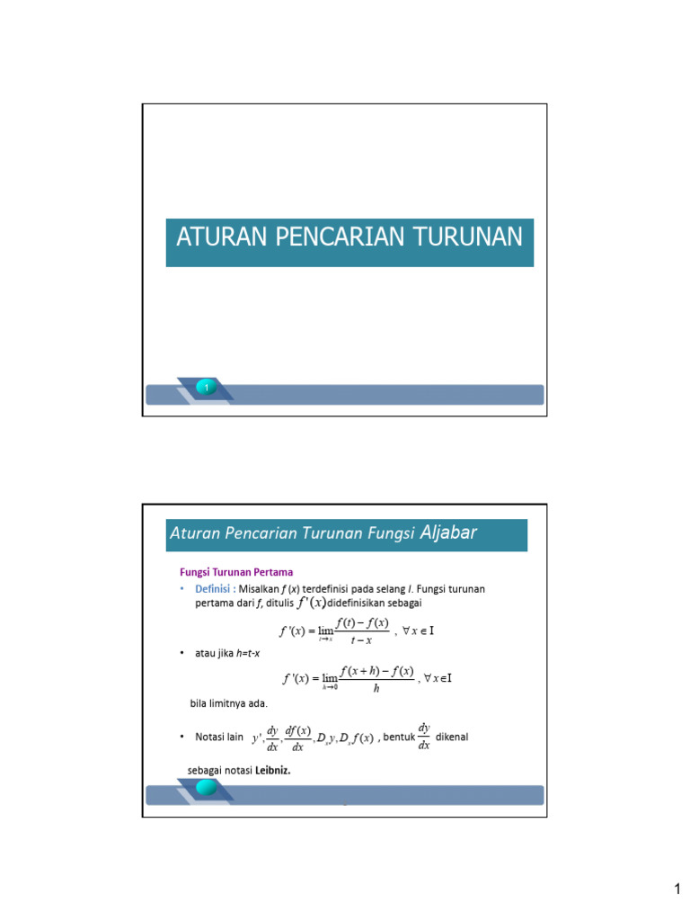 Aturan Pencarian Turunan | PDF