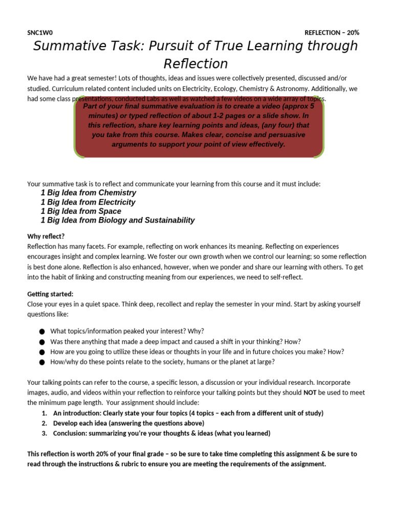 Summative Reflection 2024 | PDF | Thought | Grammar