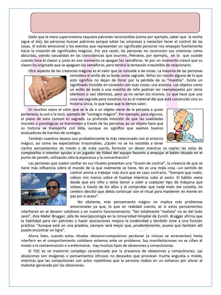 TOC: Obsesiones y Compulsiones Comunes | PDF | Desorden obsesivo ...