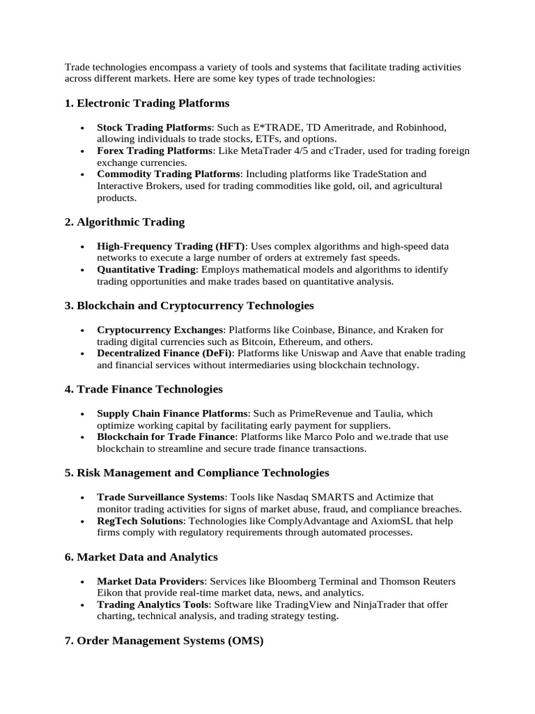 Key Trade Technologies Explained | PDF | Cryptocurrency | Analytics