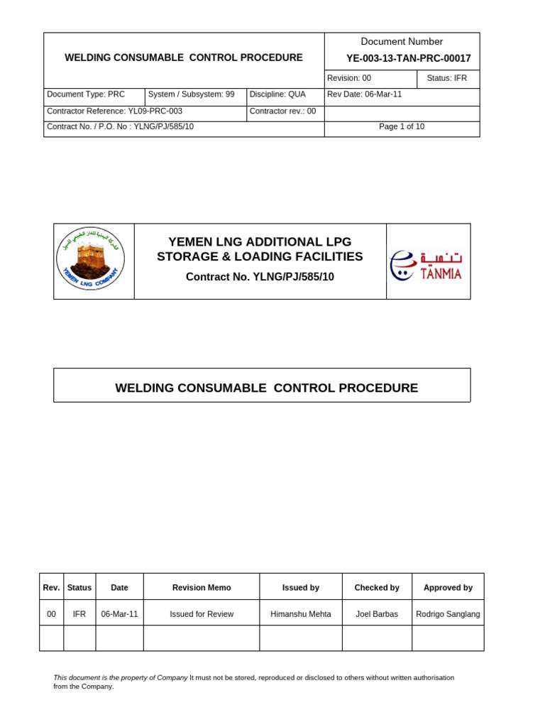 YE-003-13-TAN-PRC-00017 - Rev.00 Welding Consumable Control Procedure ...