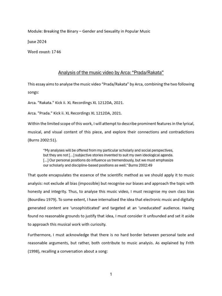 Analysis of Arca Prada Music Video | PDF | Transgender | LGBTQIA+ Studies