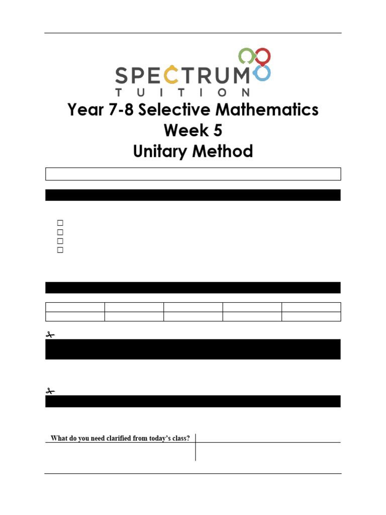 Year 7-8 Math Unitary Method | PDF | Decimal | Mathematics