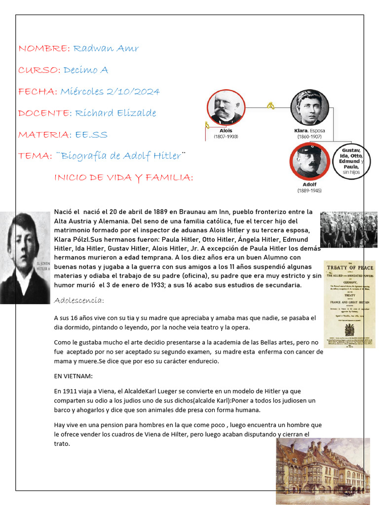 Biografía de Adolf Hitler: Vida y legado | PDF | Familia Hitler | nazismo